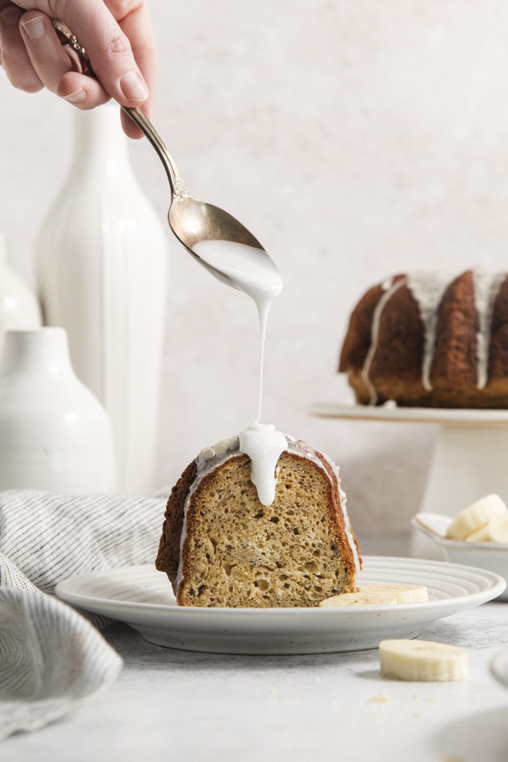 One-Bowl Banana Bundt Cake with Coffee Glaze - Kathleen Ashmore