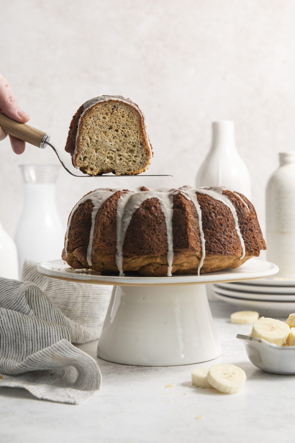 One-Bowl Banana Bundt Cake with Coffee Glaze - Kathleen Ashmore